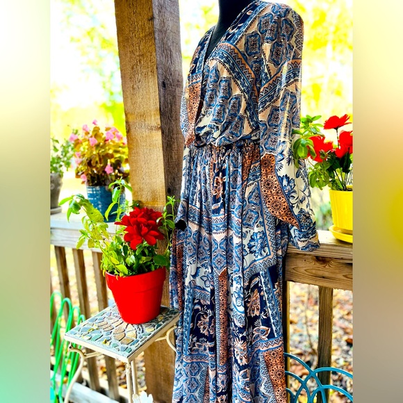 Enfocus Studio | Dresses | Enfocus Woman Chiffon Blue Print Blousy ...